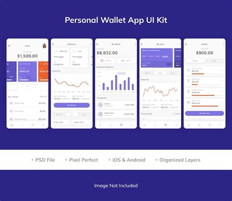 Premium Psd Personal Wallet App Ui Kit