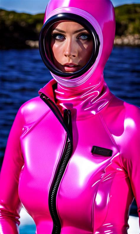 Scuba Shiny Rubbery Pink Latex Wetsuit Female Ru By Sixork On Deviantart