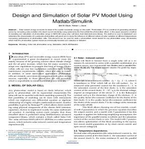 Design And Simulation Of Solar PV Model Using Matlab Simulink