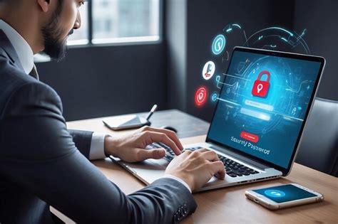 Security Password Login Online Concept Businessman Using Finger Scan And Entering Username