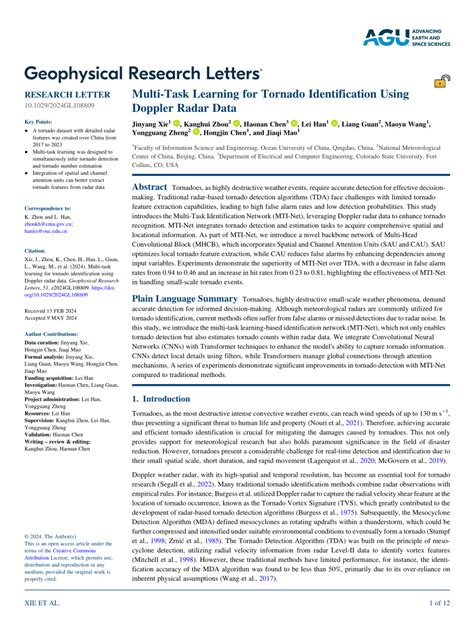 Pdf Multi‐task Learning For Tornado Identification Using Doppler