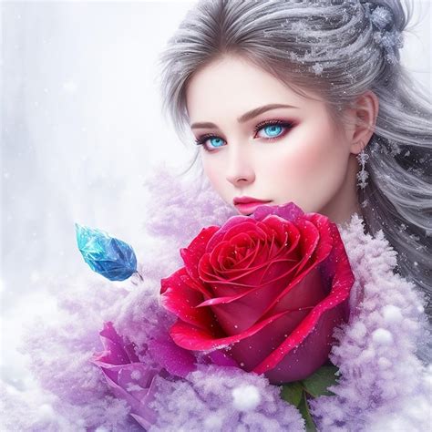 Winter Fantasie Schönheit Frau Porträt Schöne Junge Model Mädchen Und