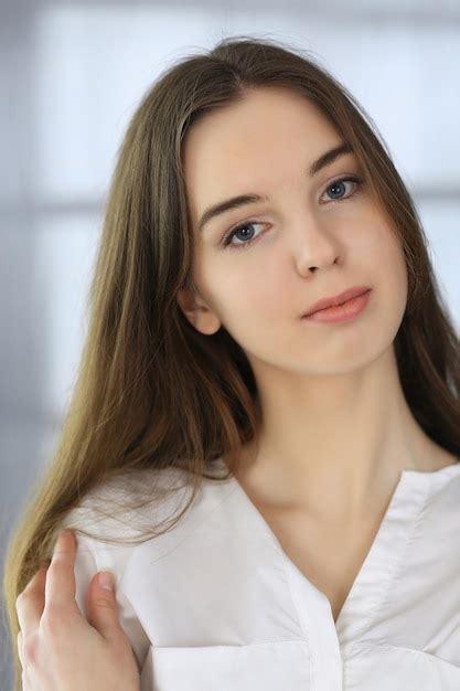 Premium Photo Portrait Of Young And Beautiful Business Woman Or