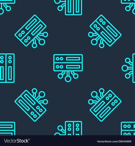 Green Line Server Data Web Hosting Icon Isolated Vector Image