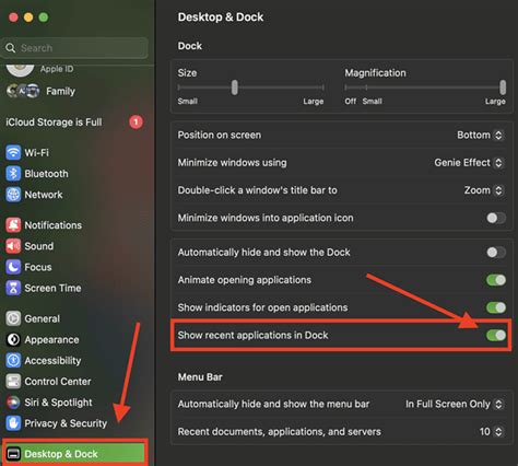 how to remove icons of recently used apps from the mac dock