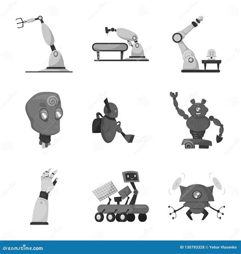 Vector Illustration Of Robot And Factory Symbol Collection Of Robot