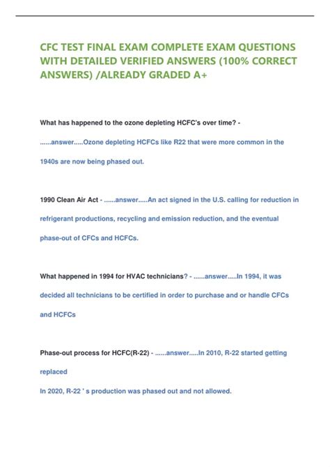 CFC TEST FINAL EXAM COMPLETE EXAM QUESTIONS WITH DETAILED VERIFIED ANSWERS 100 CORRECT ANSWERS