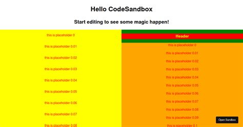 Sticky Scroll Codesandbox