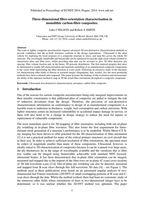PDF Three Dimensional Fibre Orientation Characterisation In Monolithic Carbon Fibre Composites