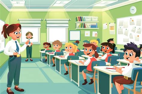 Premium Vector Classroom With An American Teacher