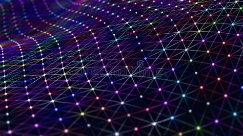 abstract dynamic wave of particles and lines big data network or