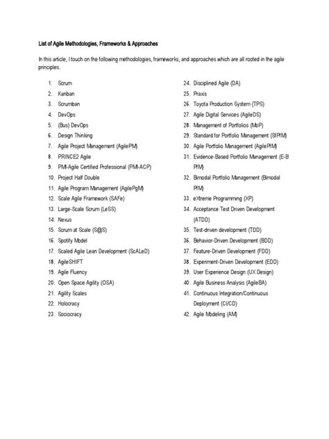 List Of Agile Methodologies Pdf Agile Software Development Systems Engineering