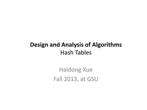 Ppt Design And Analysis Of Algorithms Hash Tables Powerpoint Presentation Id6499812