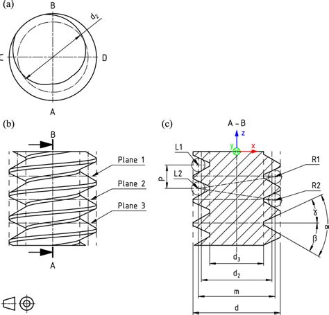 Technical Drawing Of A Cylindrical External Screw Thread With