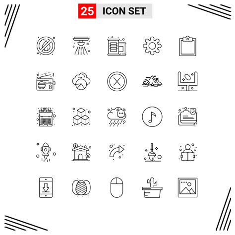 25 Thematic Vector Lines And Editable Symbols Of Communication Task Supermarket Clipboard Cogs