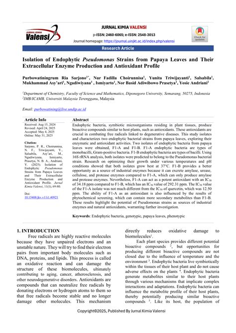 Pdf Isolation Of Endophytic Pseudomonas Strains From Papaya Leaves And Their Extracellular