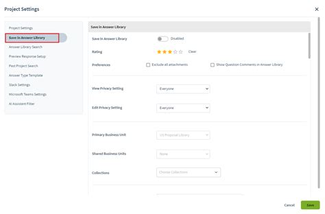 Configuring Project Settings Home