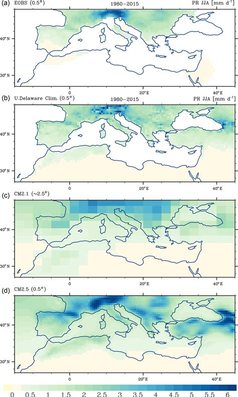 Seasonal Jja Mean Precipitation Mm D −1 For A Eobs Observations