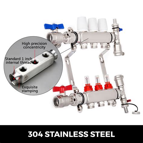 3 Branch Pex Radiant Floor Heating Manifold Set Leak Proof Horizontal