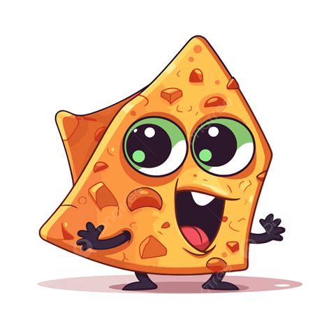 Nacho Chip Sticker Clipart Kawaii Cheese Character Cartoon Vector