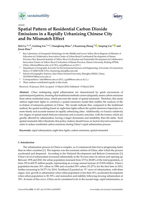 Pdf Spatial Pattern Of Residential Carbon Dioxide Emissions In A Rapidly Urbanizing Chinese