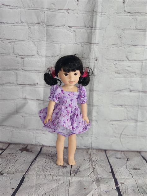 145 Inch Doll Clothes Purple Butterfly Puffy Dress Purple Pink Fits