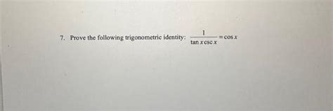 Solved Prove The Following Trigonometric Identity Chegg