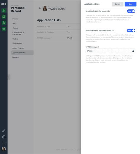 set application list visibility in other eso suite modules