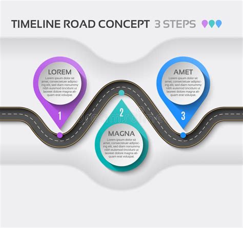 Isometric Navigation Map Infographic 3 Steps Timeline Concept Winding