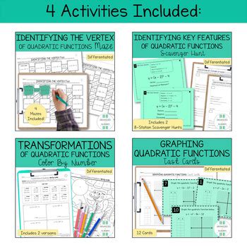 Intro To Quadratic Equations Differentiated Printable Activity Bundle