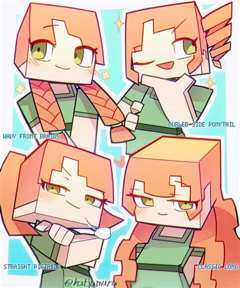 𝐀𝐑𝐓𝐈𝐒𝐓 りぶ Katjamura On X Twitter Minecraft Minecraftfanart Alex Steve Hairstyle Trong