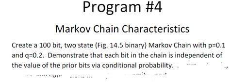 Solved Create A 100 Bit Two State Fig 145 Binary Markov