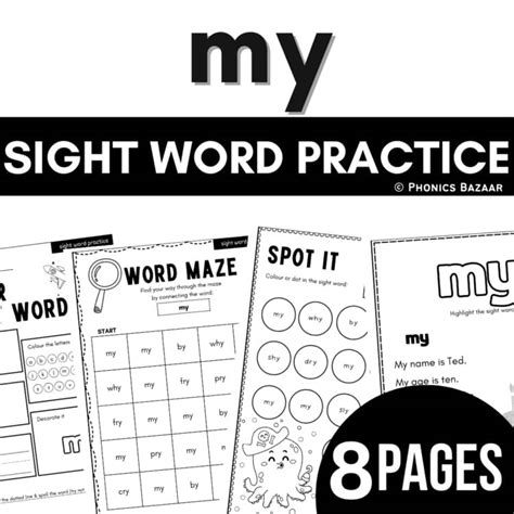 My Sight Word Practice By Phonics Bazaar Tpt