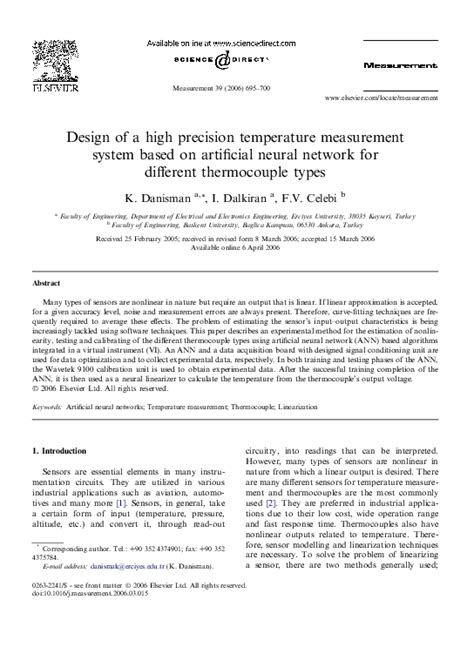 Pdf Design Of A High Precision Temperature Measurement System Based On Artificial Neural