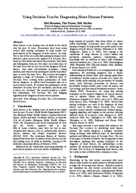 Pdf Using Decision Tree For Diagnosing Heart Disease Patients