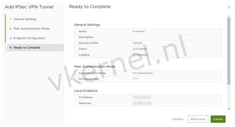 Configure Ipsec Vpn Tunnels In Cloud Director 10x Vkernel Bv