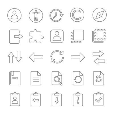 UI UX Glyph Color Icons Set System Elements Common Actions Symbols Silhouette Symbols On