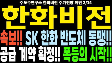 한화비전 주가전망 속보 Sk 한화 반도체 동맹 공급 계약 확정 폭등의 시작 Feat주도주연구소ds 케빈 Youtube