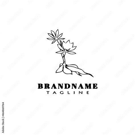 Cassava Logo Cartoon Icon Design Template Black Isolated Vector Illustration Stock Vector