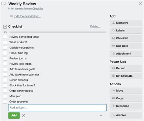 Weekly Review Checklist For Trello