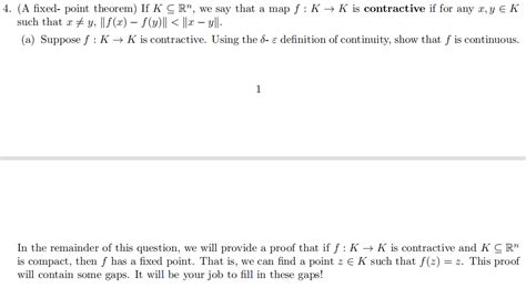 Solved A Fixed Point Theorem If KRn We Say That A Chegg