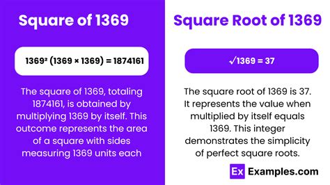 Square And Square Root Of 1369 Examples Methods Calculation