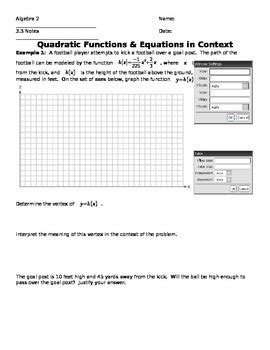 Graphing Quadratics In Context By Newman Infinity TPT