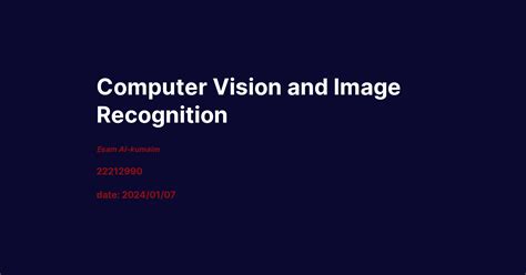 Computer Vision And Image Recognition