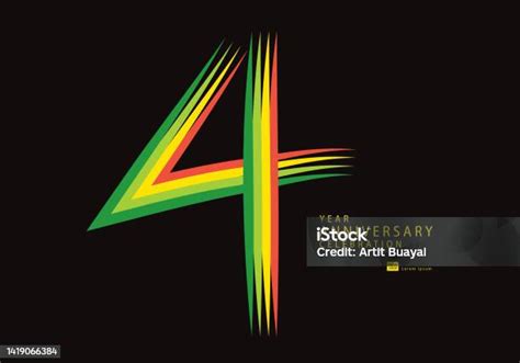 4 주년 기념 로고 타입 다채로운 라인 벡터 4 번째 생일 로고 4 개의 숫자 디자인 배너 템플릿 초대장 카드 포스터 티셔츠 로고 번호 요소 2022년에 대한 스톡 벡터