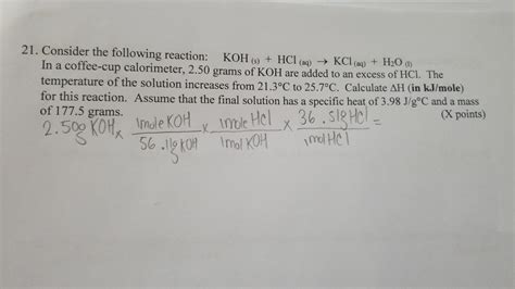 Solved 21 Consider The Following Reaction Koh Hci Aq