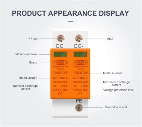 Tomzn 2 Pole 1000v Dc Surge Protector Device General Power Electric
