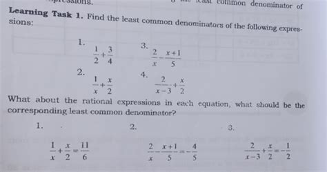 solved cssions least common denominator of learning task 1 find the