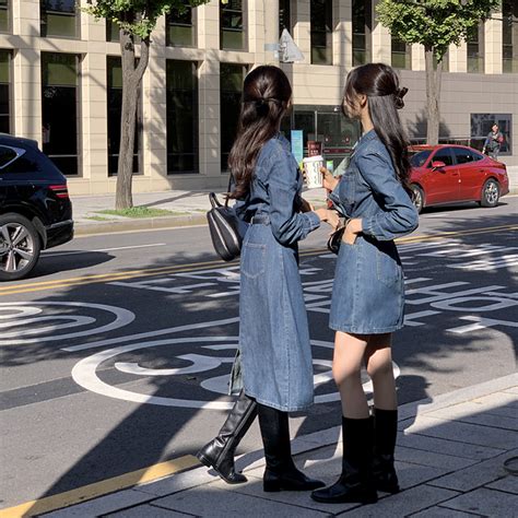 아뜨랑스 🚚부분당일발송 소매 기장선택반팔벨트탈착봄원피스데일리룩여행룩 제넷 투웨이 2기장 데님 원피스 봄청원피스 Op15484 통통