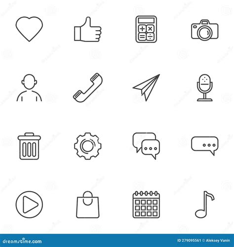 Set Di Icone Della Linea Del Kit Mobile Ui Illustrazione Vettoriale Illustrazione Di Scomparto